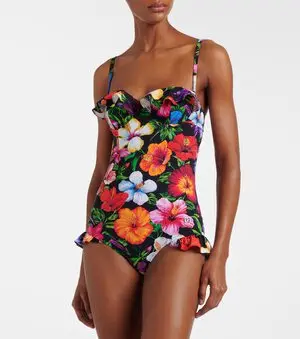 Dolce & Gabbana Floral Ruffled One-piece Swimsuit