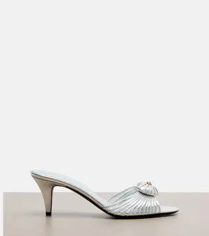 Valentino Garavani Cour Royal Metallic Leather Mules