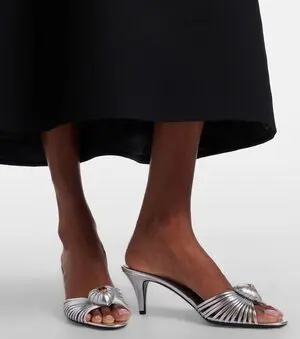 Valentino Garavani Cour Royal Metallic Leather Mules
