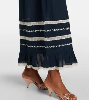 Rixo Malie Embroidered Midi Dress - Blue