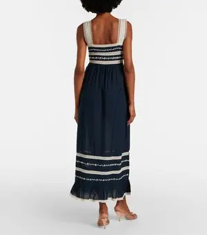 Rixo Malie Embroidered Midi Dress - Blue