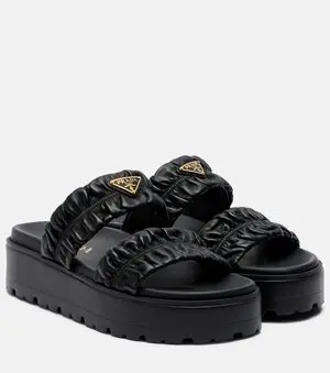 Prada Matelasse Leather Platform Sandals