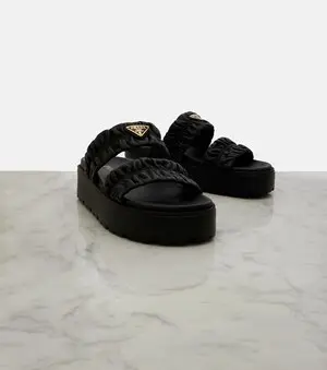Prada Matelasse Leather Platform Sandals