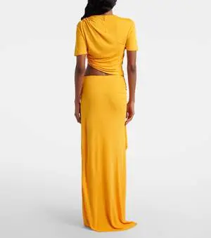 Christopher Esber Embellished Gathered Jersey Maxi Skirt