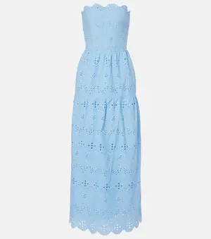 Melissa Odabash Sophie Broderie Anglaise Cotton Maxi Dress - Blue