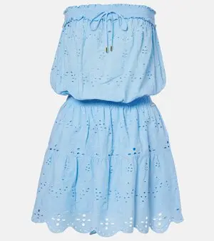 Melissa Odabash Colette Broderie Anglaise Cotton Minidress - Blue