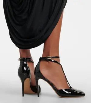 FERRAGAMO Patent Leather Pumps With Gold Buckle