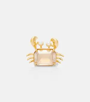 Oscar De La Renta Crab Embellished Ring With Crystal - Gold