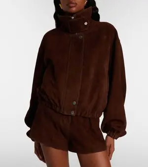 Nour Hammour Pia Suede Blouson Jacket - Brown