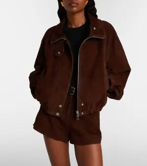 Nour Hammour Pia Suede Blouson Jacket - Brown