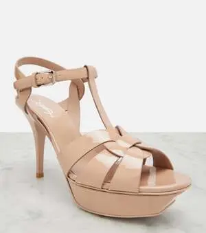 Saint Laurent Tribute Patent Leather Platform Sandals