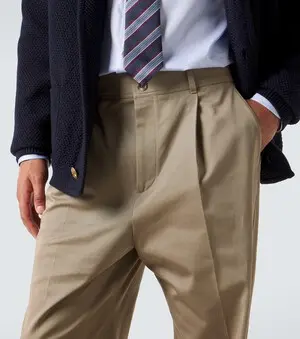 Valentino Garavani Cotton Straight Leg Trousers - Beige