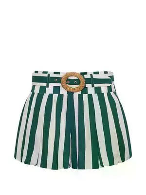 Cara Cara Ray Striped Belted Shorts - Green