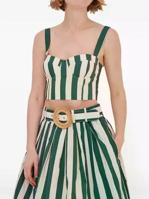 Cara Cara Claudine Striped Sweetheart Neck Top - Green