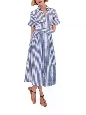 Cara Cara Malena Striped Seersucker Midi Dress