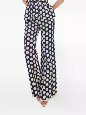 Cara Cara Sunflower Polka-dot Linen Trousers