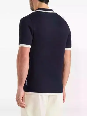 Manière De Voir Lambert Contrast Detail Knit Polo Shirt - Blue