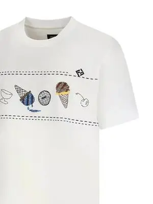 Fendi Ice Cream-embroidered T-shirt
