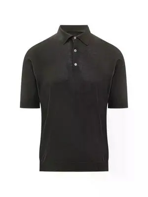 FILIPPO DE LAURENTIIS Short-sleeve Silk Polo Shirt - Black