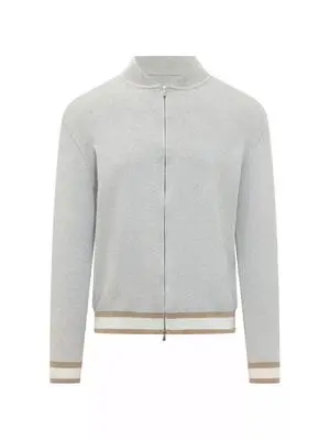 FILIPPO DE LAURENTIIS Striped Trim Zip-up Bomber Jacket