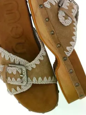 Mou Stud-embellished Crochet-trim Sandals