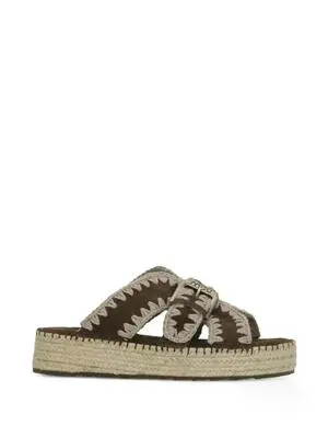 Mou Crochet-trim Buckle-fastening Sandals - Brown