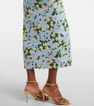 Carolina Herrera Floral Ruched Jersey Midi Dress
