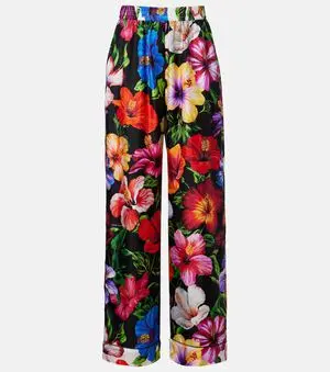 Dolce & Gabbana Floral Silk Wide-leg Pants - Multicoloured