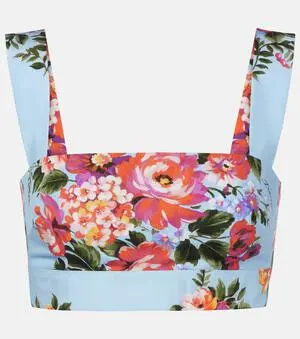 Dolce & Gabbana Floral Cotton Crop Top - Blue