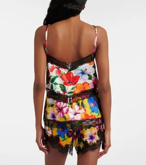 Dolce & Gabbana Floral Lace-trimmed Silk-blend Camisole