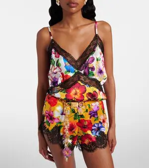 Dolce & Gabbana Floral Silk-blend Satin Shorts