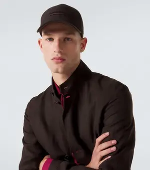 Zegna Embroidered Linen Baseball Cap - Brown