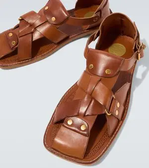 Versace Souvenir Leather Fisherman Sandals
