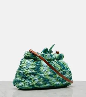 AQUAZZURA Calypso Floral Appliqué Raffia Clutch