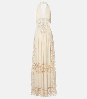 Elie Saab Georgette And Macramé Gown