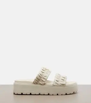 Prada Matelassé Leather Platform Sandals - White