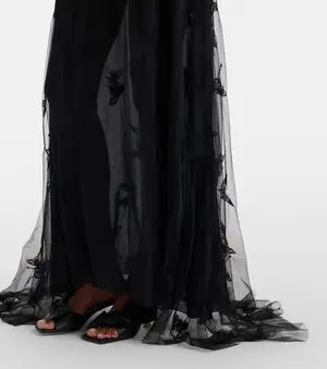Blumarine Embellished Georgette And Lace Maxi Dress