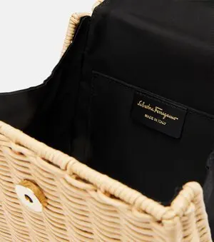 FERRAGAMO Small Wicker Top-handle Bag - Beige