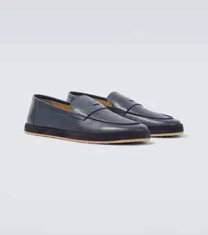 Brunello Cucinelli Leather Penny Loafers - Blue
