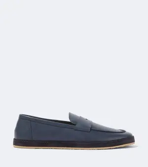 Brunello Cucinelli Leather Penny Loafers - Blue
