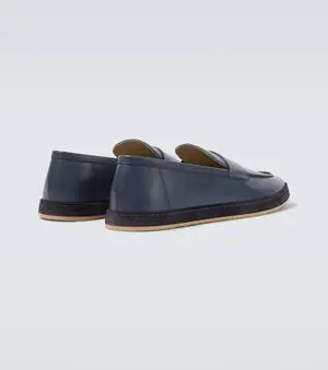 Brunello Cucinelli Leather Penny Loafers - Blue
