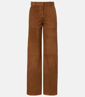 Nour Hammour Suede Wide-leg Pants