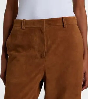 Nour Hammour Suede Wide-leg Pants