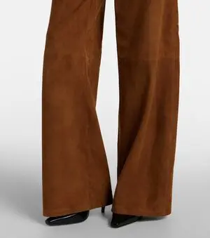 Nour Hammour Suede Wide-leg Pants