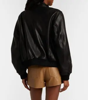 Nour Hammour Leontine Leather Shorts - Beige