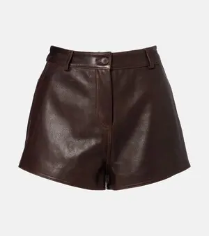 Nour Hammour Leontine Leather Shorts - Brown