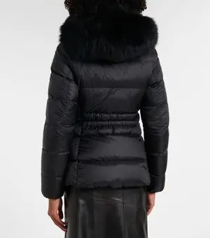 Moncler Boed Down Jacket With Shearling Trim - Black