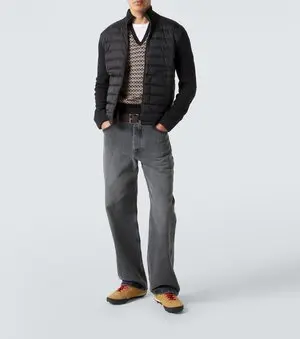 Moncler Tricot Down-paneled Wool-blend Cardigan - Black