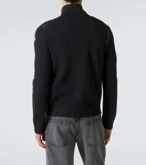 Moncler Tricot Down-paneled Wool-blend Cardigan - Black