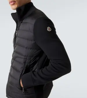 Moncler Tricot Down-paneled Wool-blend Cardigan - Black